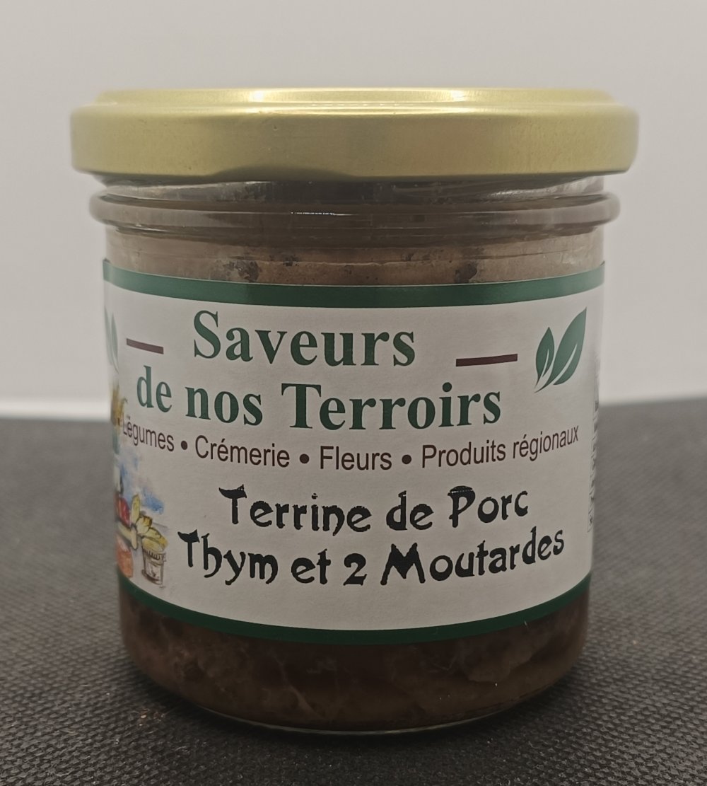 Terrine porc thym et 2 moutarde 130gr Cs - Saveurs de nos Terroirs